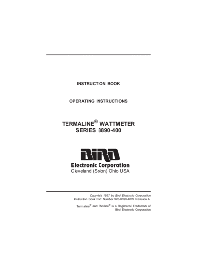 BIRD 8890-400 Termaline Wattmeter (1997) WW Bird Service and user ...