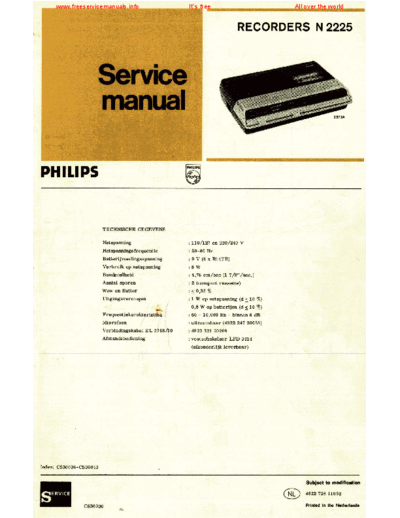 n2225 Philips Audio N2225 Service and user manuals free download search ...